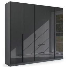 Drehtürenschrank Rauch "Modern by Quadra Spin" Schränke Gr. B/H/T: 226 cm x 210 cm x 54 cm, 5 St., grau (graumetallic, glas basalt)