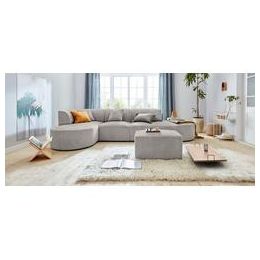 Ecksofa Andas "Alesund L-Form" Sofas Gr. B/H/T: 362cm x 84cm x 183cm, Cord, Ottomane links, grau (hellgrau) bestehend aus Modulen, auch einzeln erhältllich, miteinander verbunden