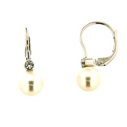 Paar Ohrhänger OROLINO "585 Gold mit Brillant 0,10ct. + Perle 6,5-7mm" Ohrringe Gr. ONE-SIZE, 0,10 ct SI = kleine Einschlüsse, Gold, weiß (weiß, weiß) Damen Ohrhänger