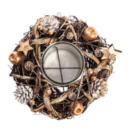 Gärtner Pötschke Weihnachtskranz mit Glaseinsatz, natur-gold