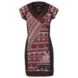 KOROSHI Kleid Damen Größe 36 hellgrau / orange / rot / schwarz / weiß Winterkleid
