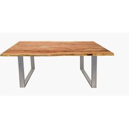 Sit Baumkantentisch, mit Baumkante wie gewachsen, beige|silberfarben