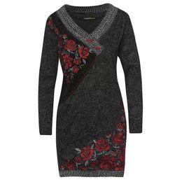 KOROSHI Kleid Damen Gr&ouml;&szlig;e 42 dunkelgrau / gr&uuml;n / rot / schwarz / wei&szlig; Winterkleid