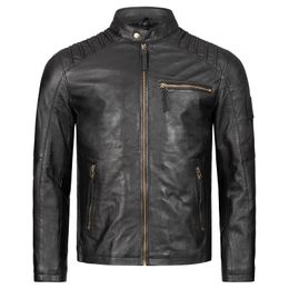 Rock Creek Lederjacke Schwarz Regular Fit