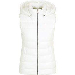 Tommy Jeans Steppweste, Kapuze, Stehkragen, für Damen, weiß, M