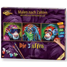 Malen nach Zahlen Schipper "Meisterklasse Triptychon - Die 3 Affen" Malvorlagen bunt Kinder Malen Zubehör Made in Germany
