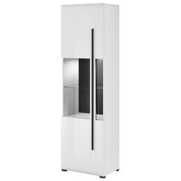 Helvetia Vitrine (Tulsa, 1-St) 60cm weiß / weiß Hochglanz 1-türig mit 1 Glasausschnitt