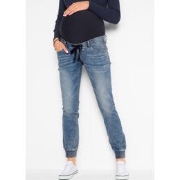 bonprix Umstands-Denimjogger aus Bio-Baumwolle, blau, Gr.48, Bequeme Denim- Joggpants f&uuml;r die Schwangerschaft, 98% Baumwolle (organic)