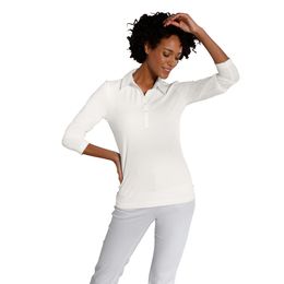 Poloshirt CREATION L PREMIUM "Pima-Baumwoll-Poloshirt" Gr. 50, weiß Damen Shirts Jersey