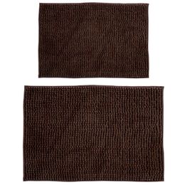 MSV Badematte CHENILLE, rutschsicher, schnelltrocknend, 100% Polyester Microfaser, 2er Kombi-Set, bestehend aus 2 Größen 40x60 und 60x90 cm, 100% Poly
