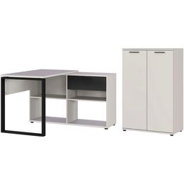 Germania Büro-Set Fenton, (2-St), inkl. Schreibtisch mit integriertem Sideboard und Aktenschrank, beige|schwarz