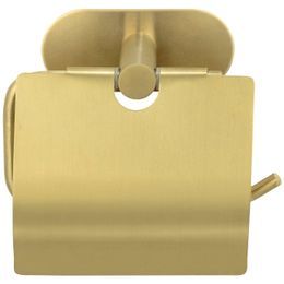 Wenko Toilettenpapierhalter Turbo-Loc®, mit Deckel, Befestigen ohne Bohren, goldfarben