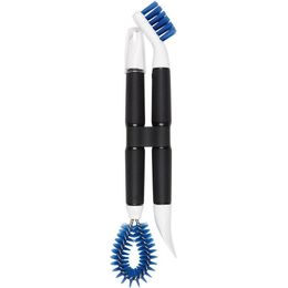 OXO Good Grips Reinigungsbürsten-Set 4-in-1, (Set), Silikonbürstenset für Küchenutensilien, blau|schwarz