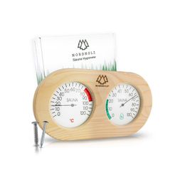 NORDHOLZ Raumthermometer Sauna Thermometer Hygrometer Holz