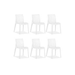 Homestyle4u Gartenstuhl Design Stuhl Set 2 4 oder 6 Stühle Weiß (6er Set)