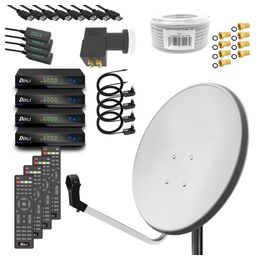 ARLI ARLI 60 cm HD Sat Anlage weiss Set inkl. Receiver + Kabel + Stecker SAT-Antenne (60 cm