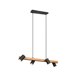 REALITY LEUCHTEN Pendelleuchte 'Marley' schwarz/holzfarben 80 x 6 cm 4-flammig