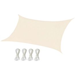 TRADESHOP Hdpe Sonnensegel / Sonnenschutz / Wetterschutz inkl. Befestigungsseile wetterbeständig UV-Schutz / 3x5m Creme 185 g/m² rechteckig - Trade-shop