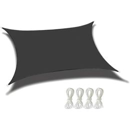 TRADESHOP Sonnensegel / Sonnenschutz / Sonnendach 3x5m pes Polyester Anthrazit rechteckig UV-Schutz wasserabweisend reißfest / mit Spannseilen - Trade-shop