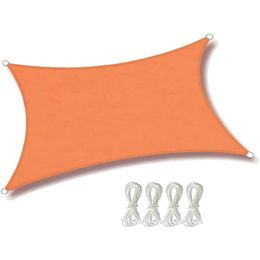 TRADESHOP Hdpe Sonnensegel / Sonnenschutz / Wetterschutz inkl. Befestigungsseile wetterbeständig UV-Schutz / 4x6m Orange 185 g/m² rechteckig - Trade-shop