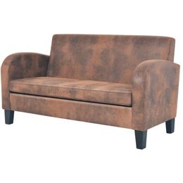 MAISONCHIC 2-Sitzer Sofa Loungesofa Couch Modern Künstliches Veloursleder Braun DE52672