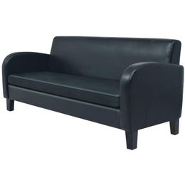 MAISONCHIC 3-Sitzer-Sofa Loungesofa Couch Modern Kunstleder Schwarz DE71891 - Schwarz