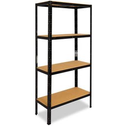 shelfplaza - black 200x45x60cm Schwerlastregal schwarz / Metallregal schwarz 4 Böden mit je 175kg Tragkraft / Steckregal als Lagerregal, Büroregal &