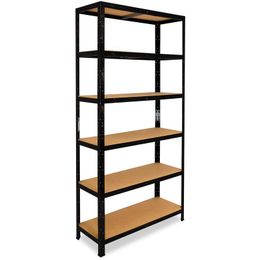 shelfplaza - black 180x110x23cm Schwerlastregal schwarz / Metallregal schwarz 6 Böden mit je 145kg Tragkraft / Steckregal als Lagerregal, Büroregal &