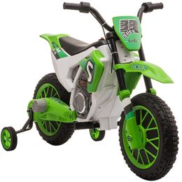 Kindermotorrad, Elektromotorrad, 45 Min Fahrzeit, mit Stützrädern, ab 3 Jahren, grün+weiß, 106,5 x 51,5 x 68cm - Grün - HOMCOM