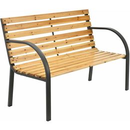 Gartenbank Modena – 2-Sitzer Holzbank mit Armlehnen & Rückenlehne – wetterfeste Sitzbank 120x62x82 cm - Bank mit Seitenelementen aus Stahl - Juskys