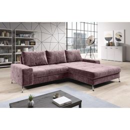 Sofa boevio Eckcouch L-Form Couch Schlafsofa mit Schlaffunktion kr 27 Rosa - Furnix