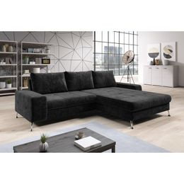 Sofa boevio Eckcouch L-Form Couch Schlafsofa Schlaffunktion KR07 Schwarz - Furnix