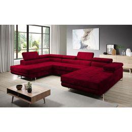 Zante Couch Sofa Schlafsofa U-Form U-Sofa Schlaffunktion KR02 Rot - Furnix