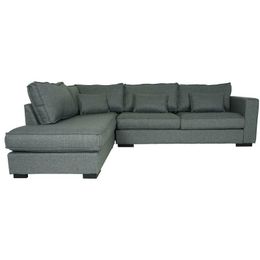 Ecksofa HHG 871, Couch Sofa mit Ottomane links, Made in eu, wasserabweisend 295cm Stoff/Textil grau - grey