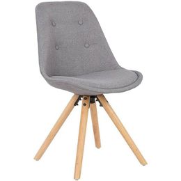 1 Stück Esszimmerstuhl, Sitzfläche aus Leinen, Design Stuhl, Küchenstuhl, Holzgestell, Grau - grau - WOLTU