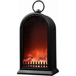 Spetebo - led Kamin schwarz mit Flammen Effekt - 25 cm - Deko Elektrokamin mit Timer und usb Anschluss