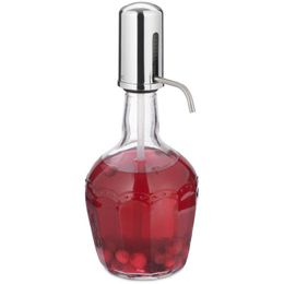 Wasserspender Handpumpe, Getränkespender manuell bedienbar, Trinkspender Füllvolumen 2,4 Liter, transparent - Relaxdays