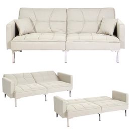 Schlafsofa MCW-K65, Schlafcouch Bettsofa Gästebett, Schlaffunktion Liegefläche 170x104 cm ~ Stoff/Textil creme-beige