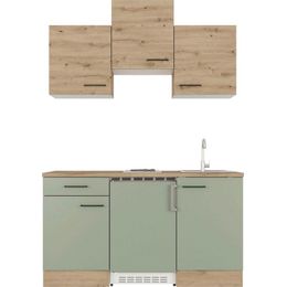 Flex-Well Küche Cara, mit E-Geräten, Gesamtbreite 150,5 cm, in weiten Farben erhältlich, grün