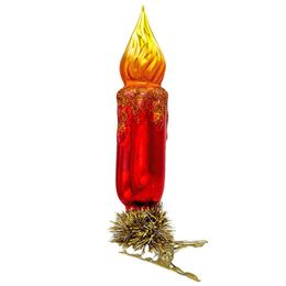 Gärtner Pötschke Christbaumschmuck - Kerze auf Clip, weihnachtsrot glanz, mundgeblasen