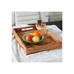 NATUREHOME Tablett Holztablett Serviertablett Küchentablett 50x35x7 cm