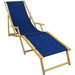 ERST-HOLZ Gartenliege Holz-Liegestuhl klein oder groß viel Zubehör-Wahl Stofffarbe blau