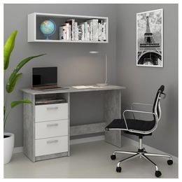 VICCO Schreibtisch Arbeitstisch Bürotisch PC-Tisch MEIKO Beton Weiß