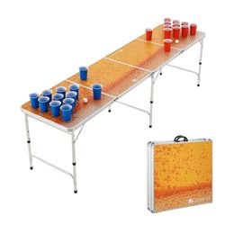 Juskys Beer Pong Tisch Piwo - Bier Trinkspiel Set Becher Bälle - Gelb, Orange