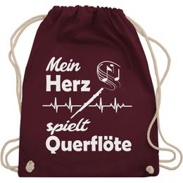 Shirtracer Turnbeutel Mein Herz spielt Querflöte Herzschlag