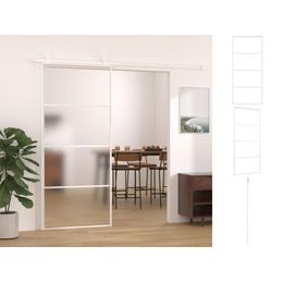 vidaXL Zimmertür Schiebetür ESG-Mattglas und Aluminium 90x205 cm Weiß