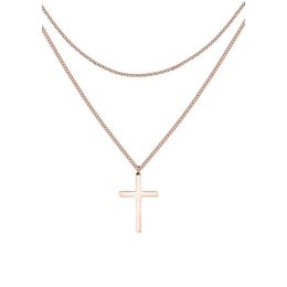 Hey Happiness Kreuzkette Layer Kette Kreuz 18K Roségold vergoldet