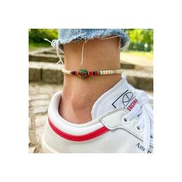 Made by Nami Fußkette Surfer Fußkettchen mit Perlen Damen & Mädchen Boho Fußkette