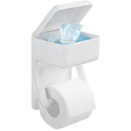 Wenko Maximex Toilettenpapierhalter 2 in 1, mit Ablage für feuchte Toilettentücher, Weiß, Polystyrol weiß - weiß