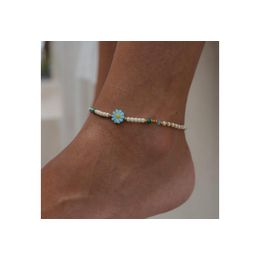 Made by Nami Fußkette Surfer Fußkettchen mit Perlen Damen & Mädchen Boho Fußkette